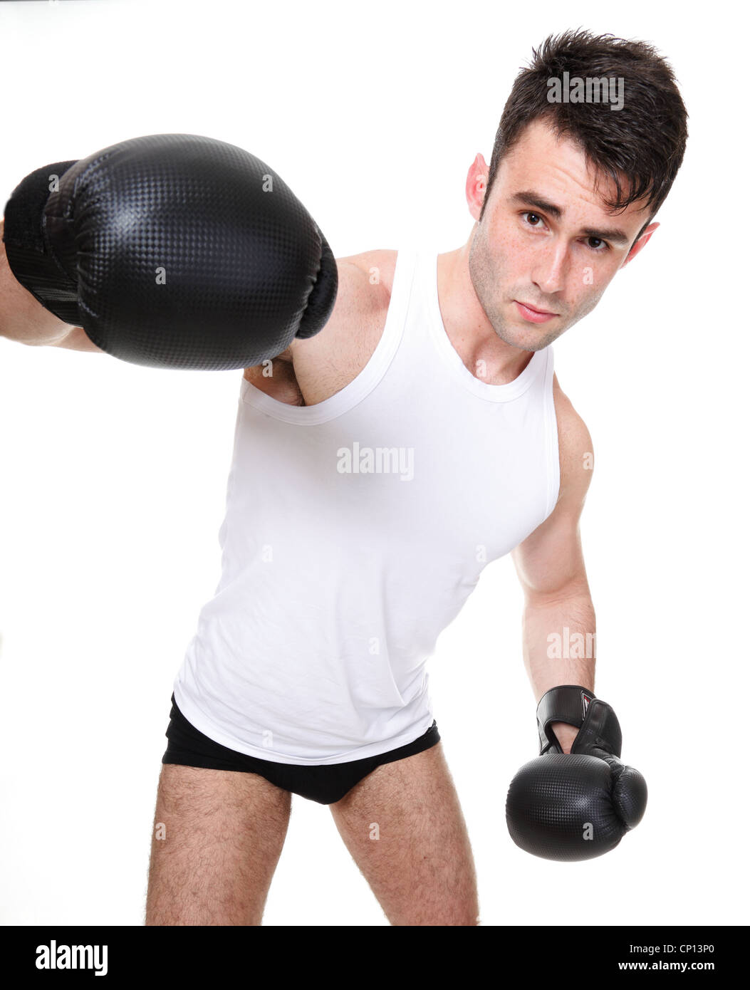 Portrait sportsman boxer in studio against white background Stock Photo ...