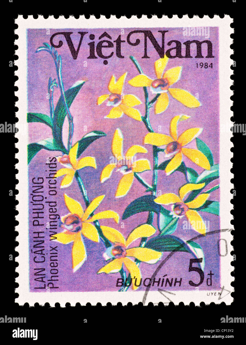 Postage stamp from Vietnam depicting a Phoenix winged orchid Stock ...