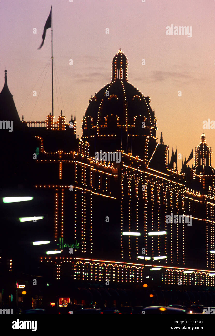 Harrods, night illuminations, London England UK illumination ...