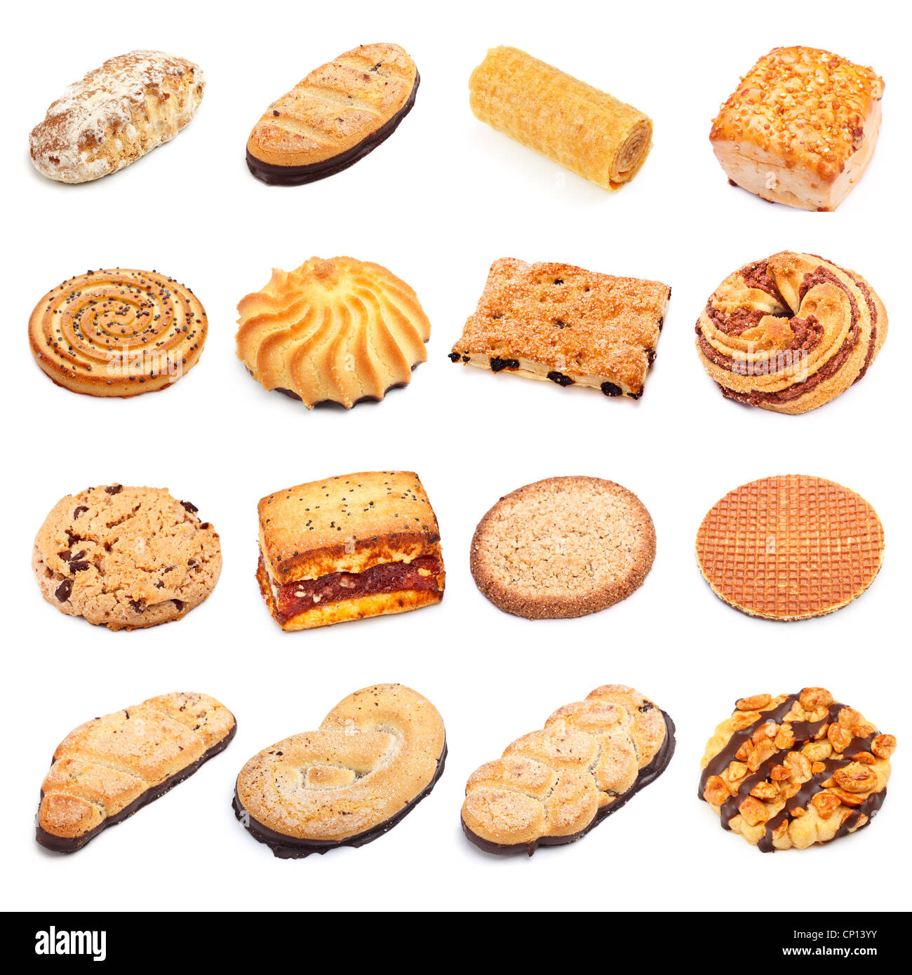 different sweet bakery set isolated on white background Stock Photo - Alamy