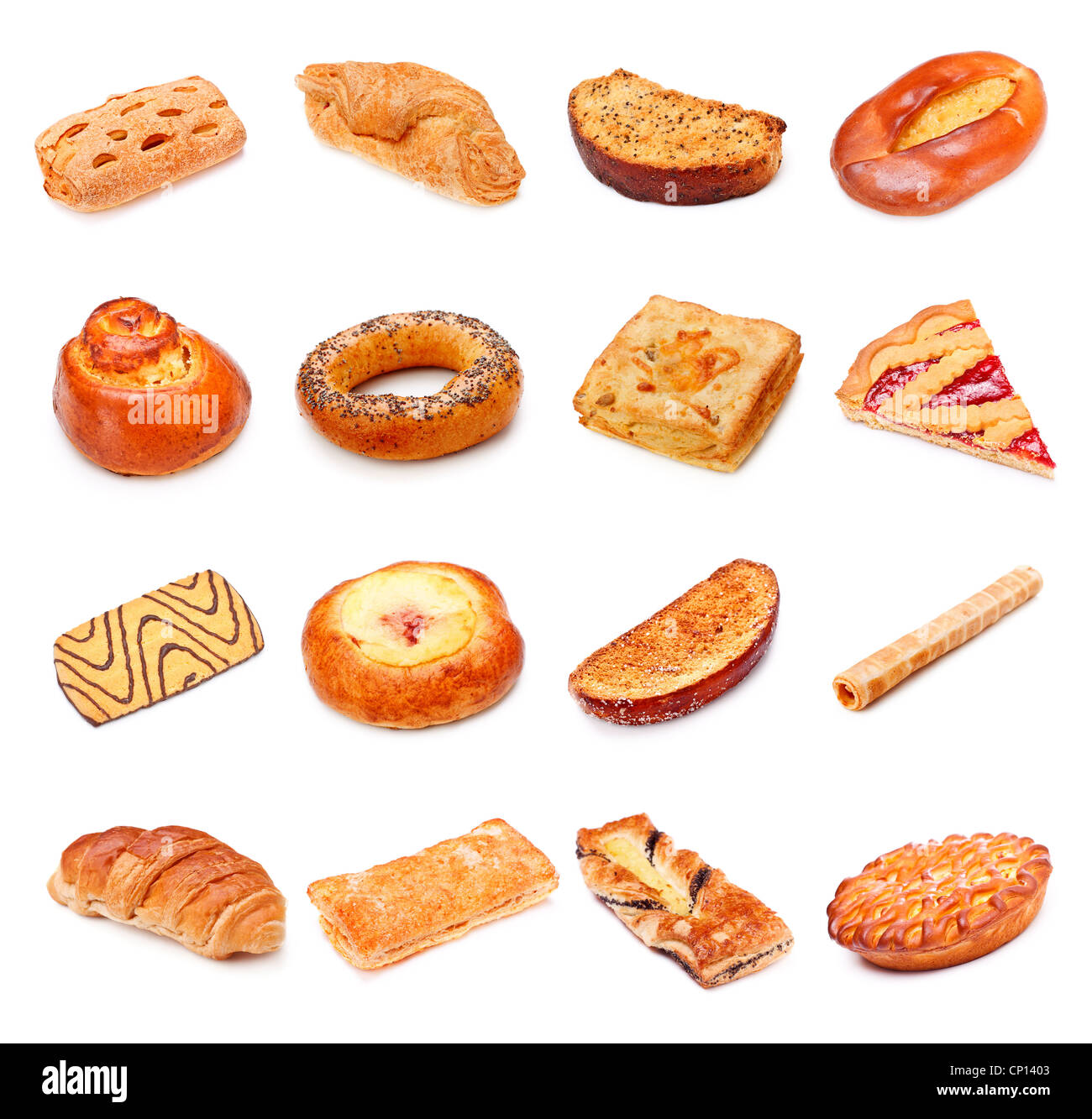 different sweet bakery set isolated on white background Stock Photo - Alamy