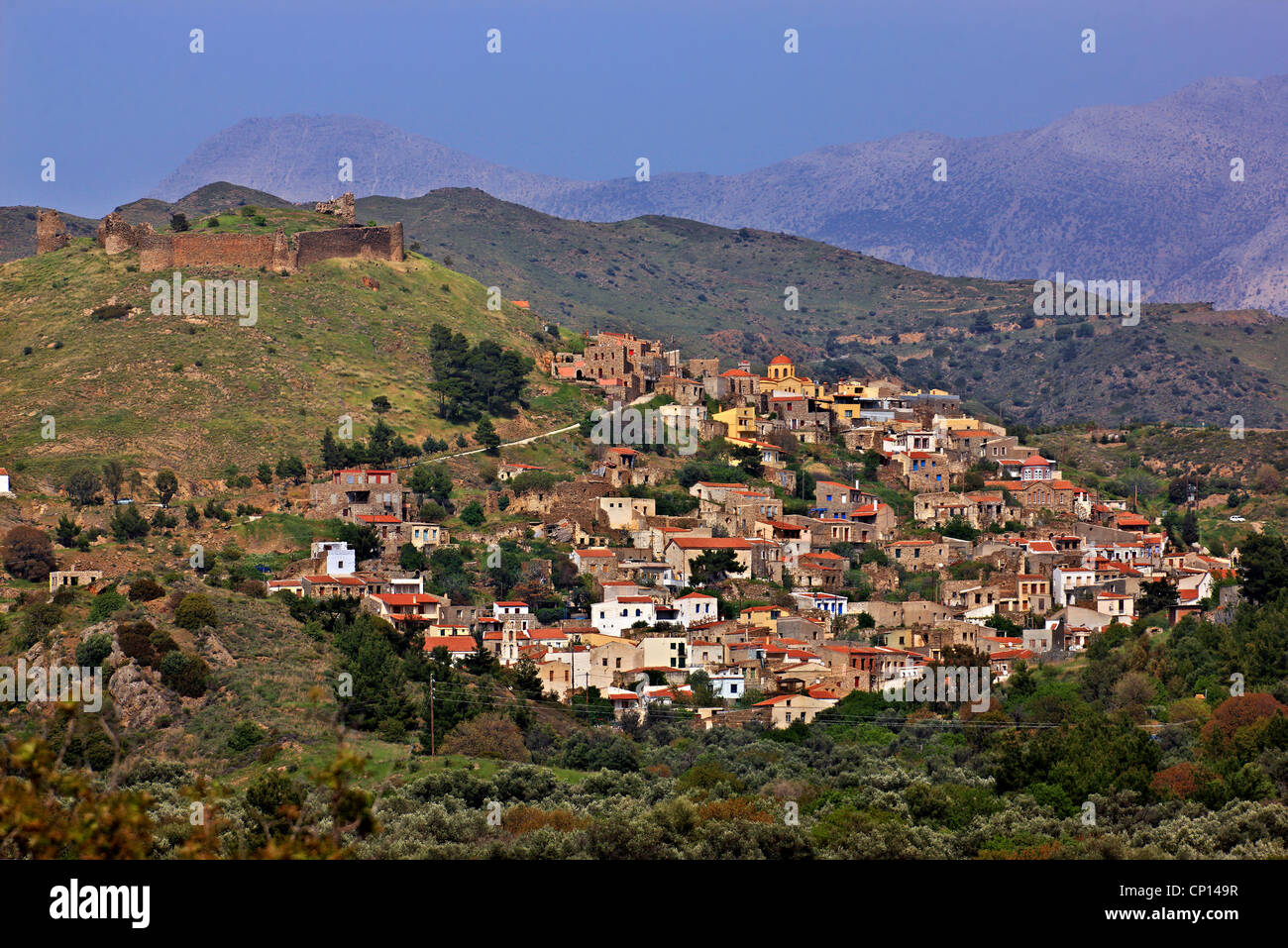 Volissos, one of the most beautiful villages of Chios, on the northeast ...