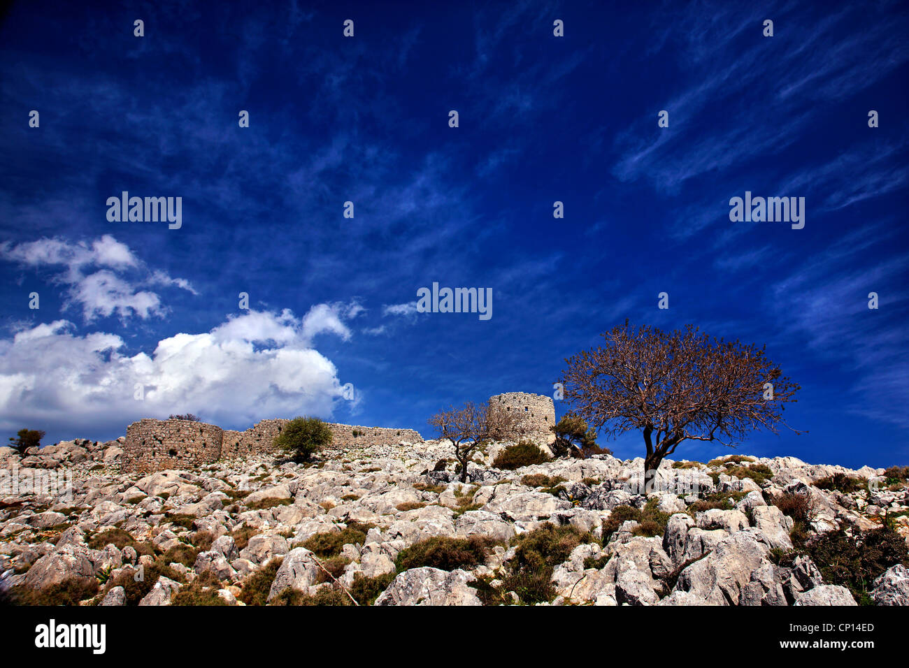 Approaching Grias castle above Ano Kardamyla village, Chios island ...