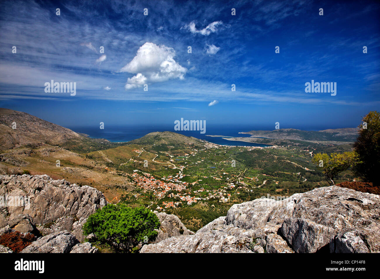 Panoramic view of Ano Kardamyla and Kardamyla, from Grias castle, Chios ...