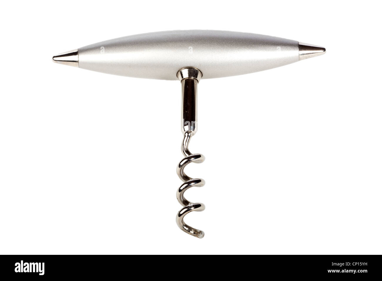 Modern metal corkscrew on white background Stock Photo - Alamy