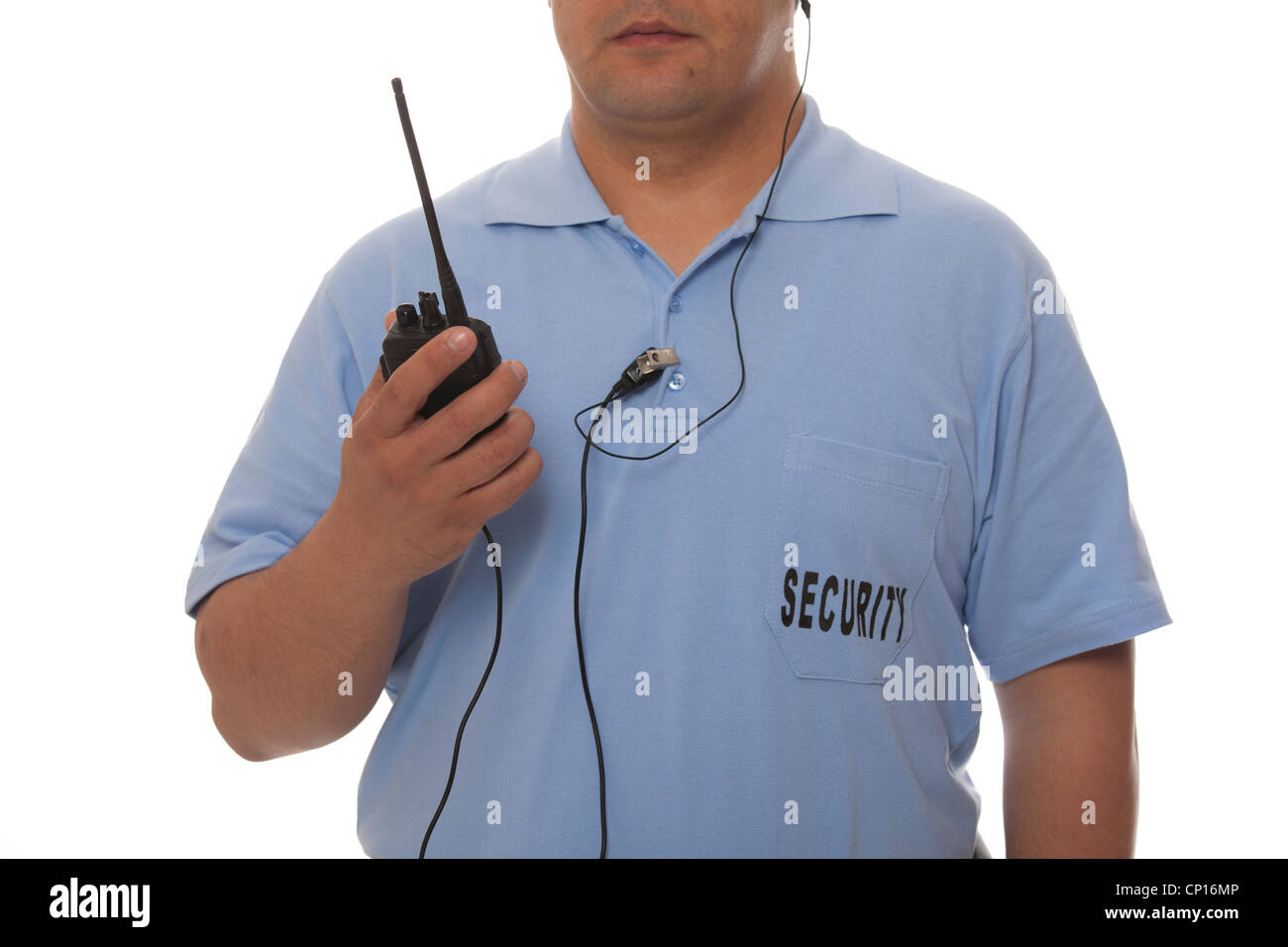 Security guard hand holding cb walkie-talkie radio Stock Photo - Alamy
