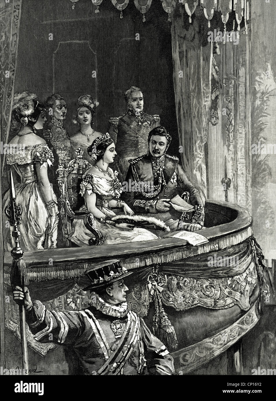 State visit of Queen Victoria and Prince Albert to the opera. Victorian ...