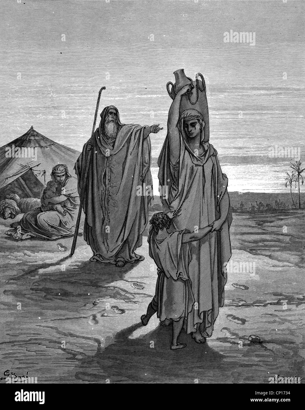 religion, biblical scenes, "Expulsion of Ismael and his Mother", wood ...