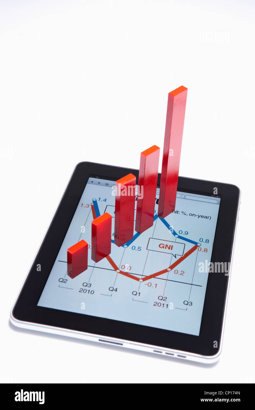 Tablet PC and chart Stock Photo - Alamy