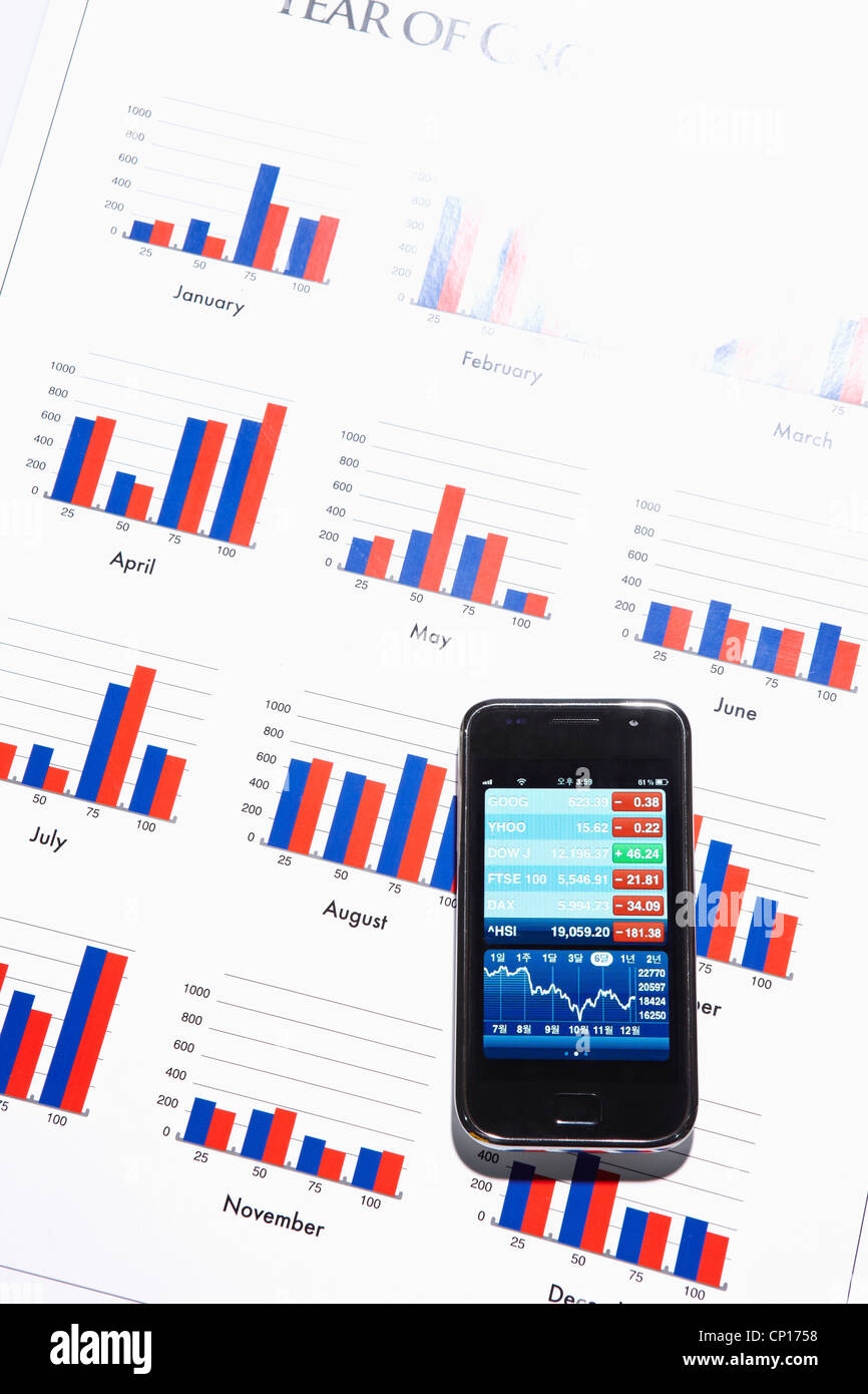 Smartphone and chart Stock Photo - Alamy