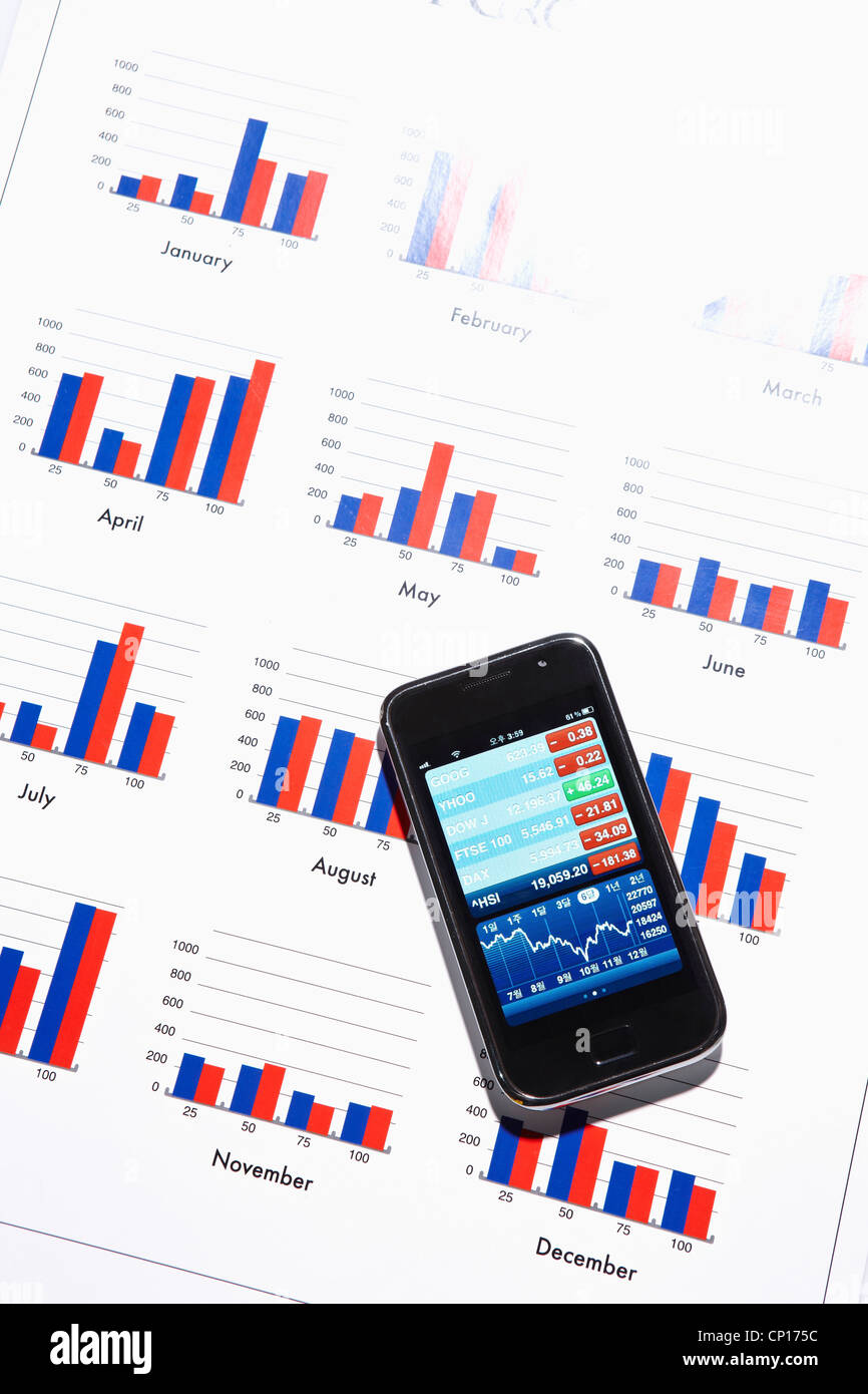 Smartphone and chart Stock Photo - Alamy