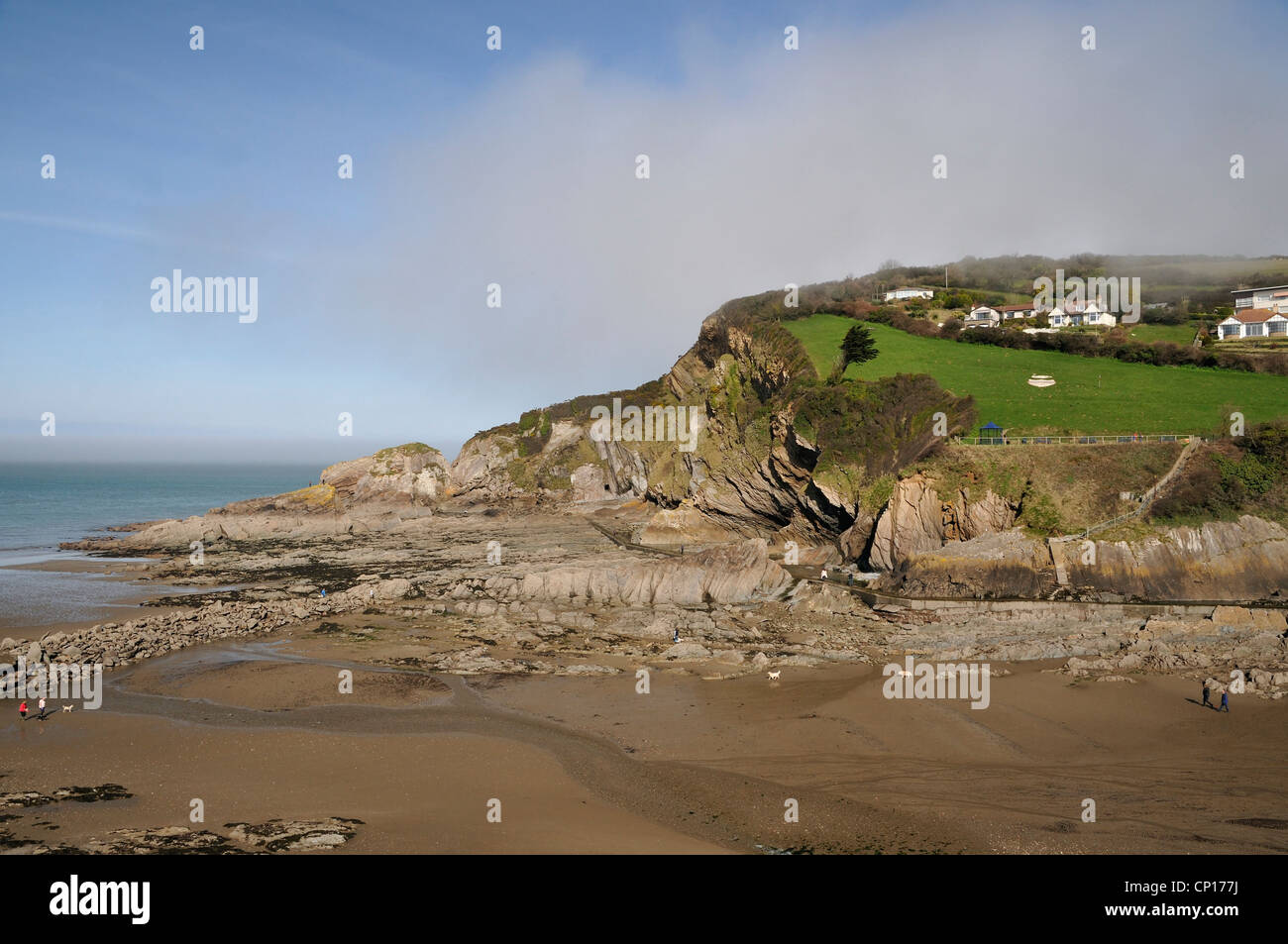 Fog over Lester Point, Combe Martin, Devon Stock Photo - Alamy