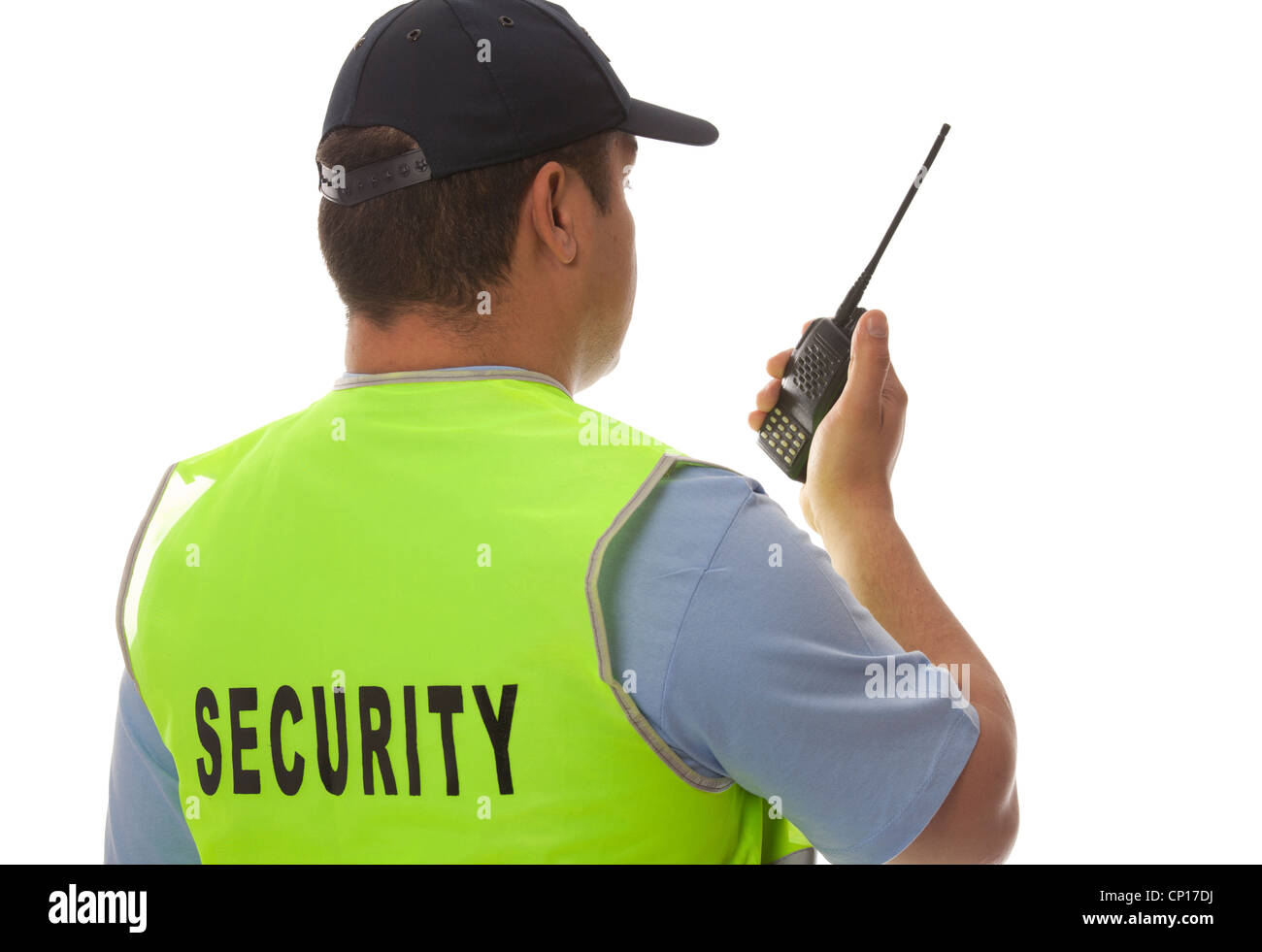 Security guard hand holding cb walkie-talkie radio Stock Photo - Alamy