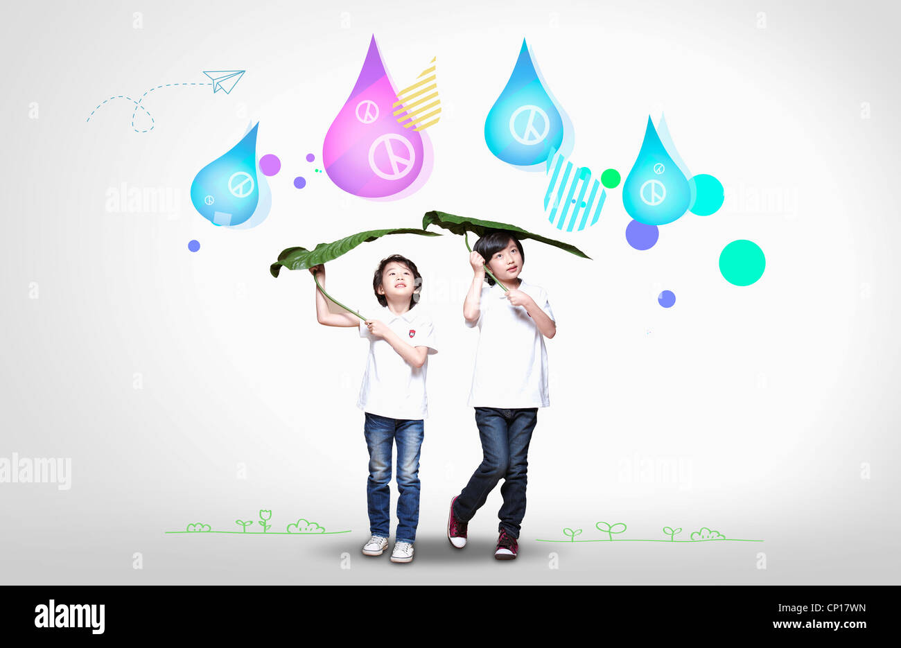 Children under the ballot mark rain with clean election Stock Photo - Alamy