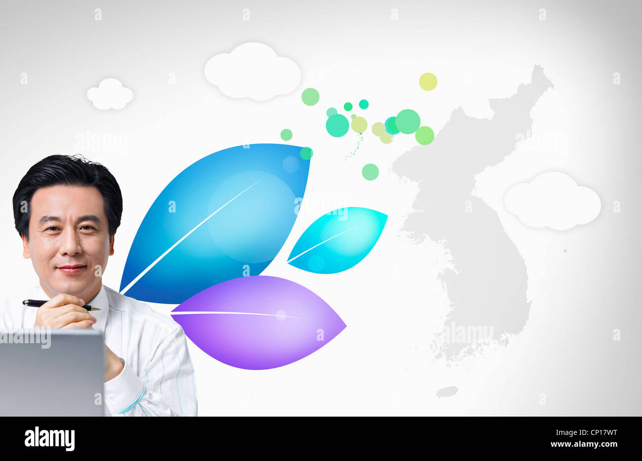 A man with blue leaves and the clean election campaign Stock Photo - Alamy