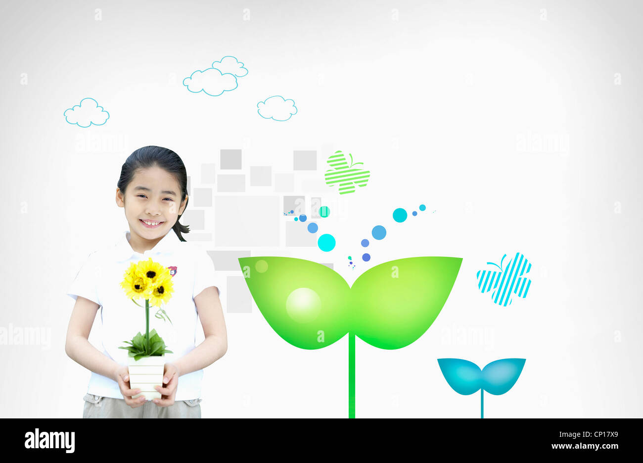 A girl holding sunflower and clean election campaign Stock Photo - Alamy