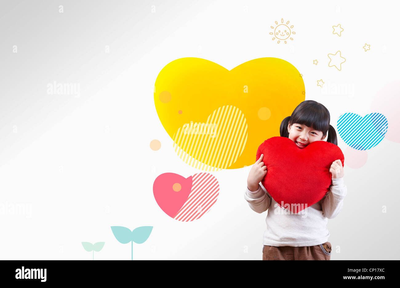 A girl holding red heart and clean election campaign Stock Photo - Alamy