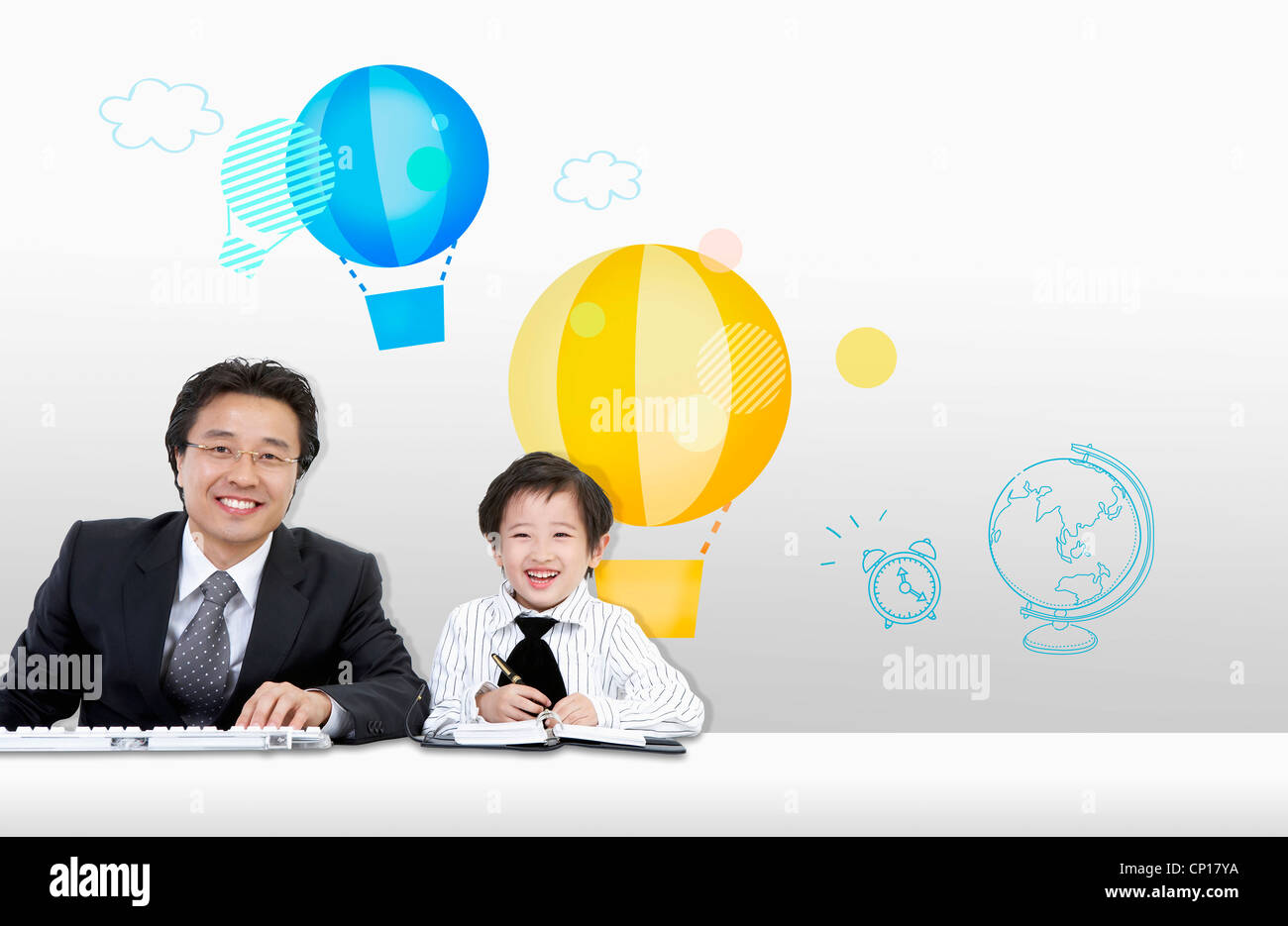 A man, boy and clean election campaign Stock Photo - Alamy