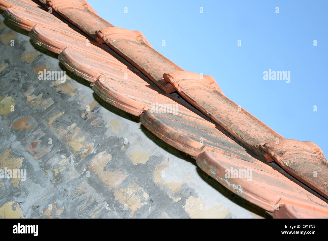wall with roof tiles Stock Photo - Alamy