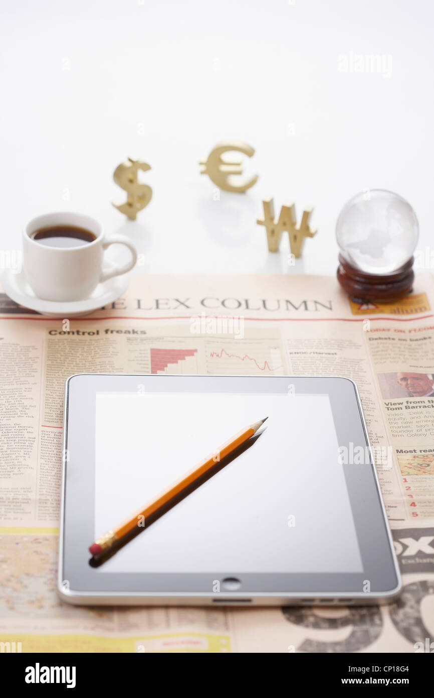 A tablet PC on the office desk Stock Photo - Alamy
