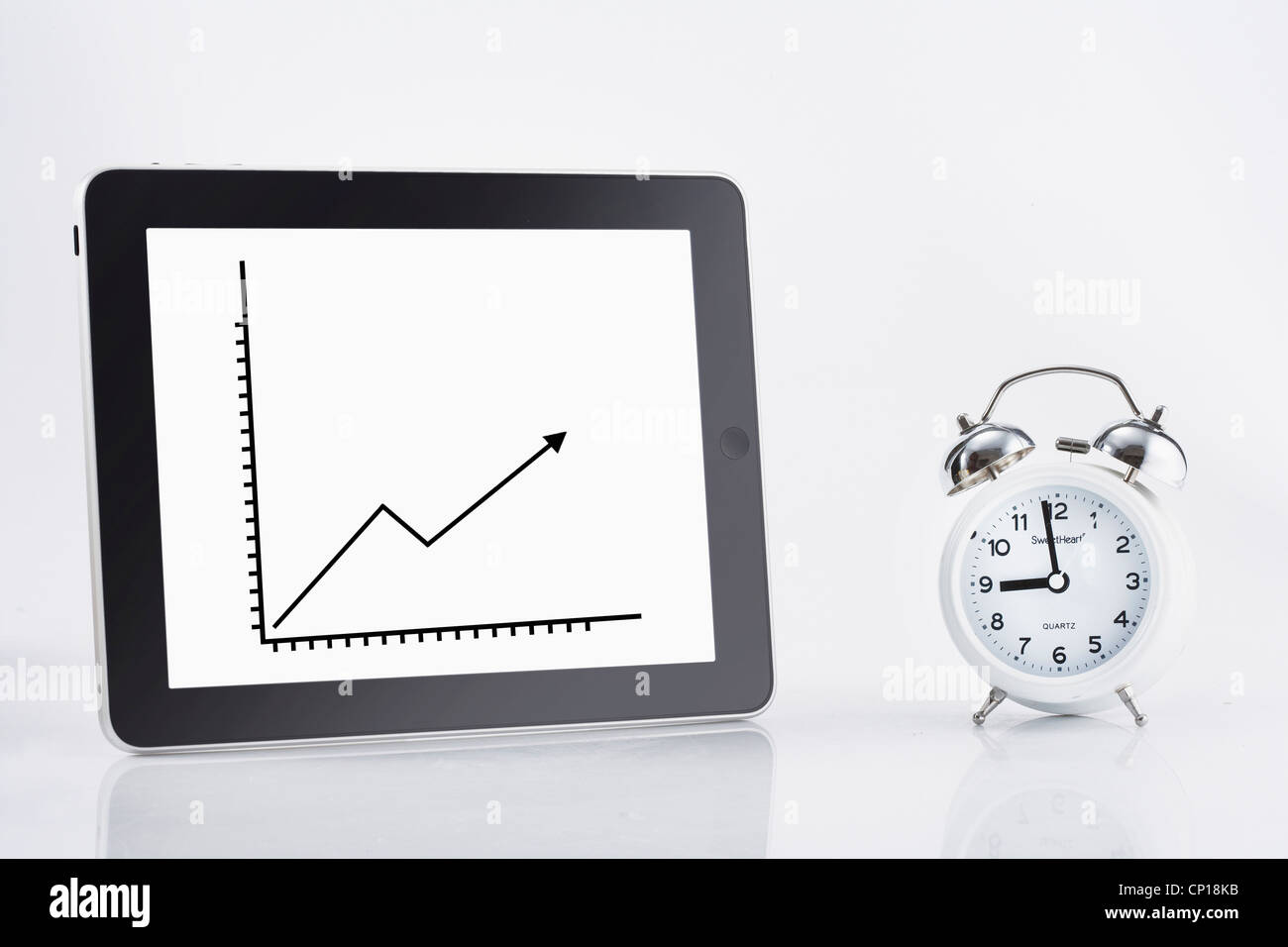A tablet PC showing the chart and an alarm Stock Photo - Alamy