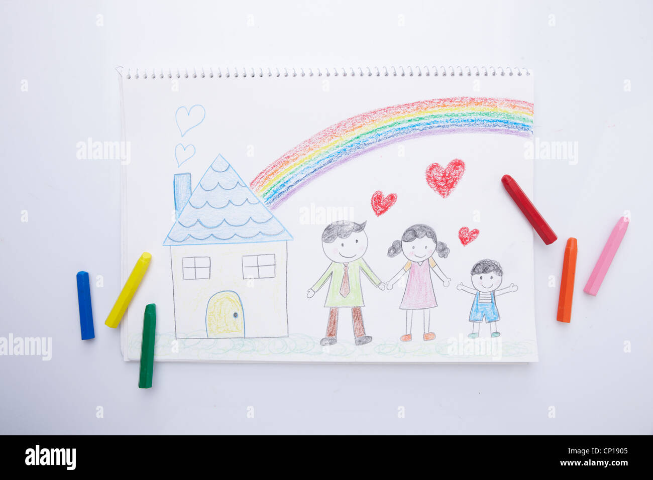 A family drawing on sketchbook Stock Photo - Alamy