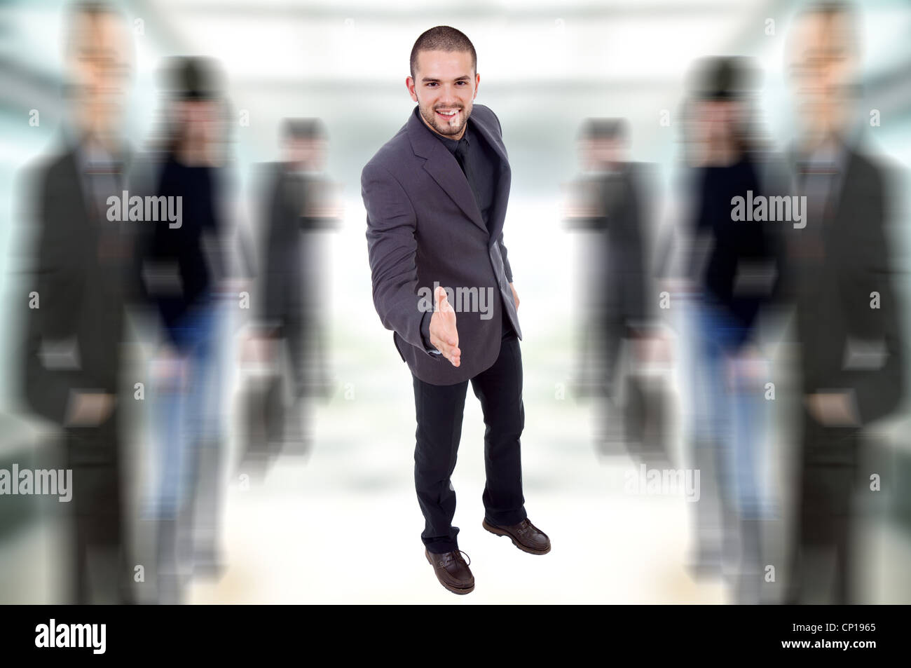young business man full body offering his hand Stock Photo - Alamy