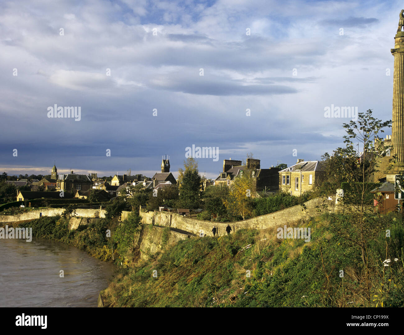 Coldstream Scottish Borders UK View along River Tweed to this border ...