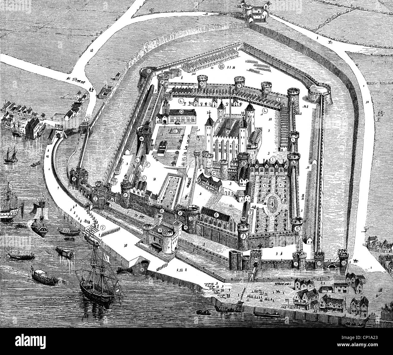 Tower london historical castle Black and White Stock Photos & Images ...