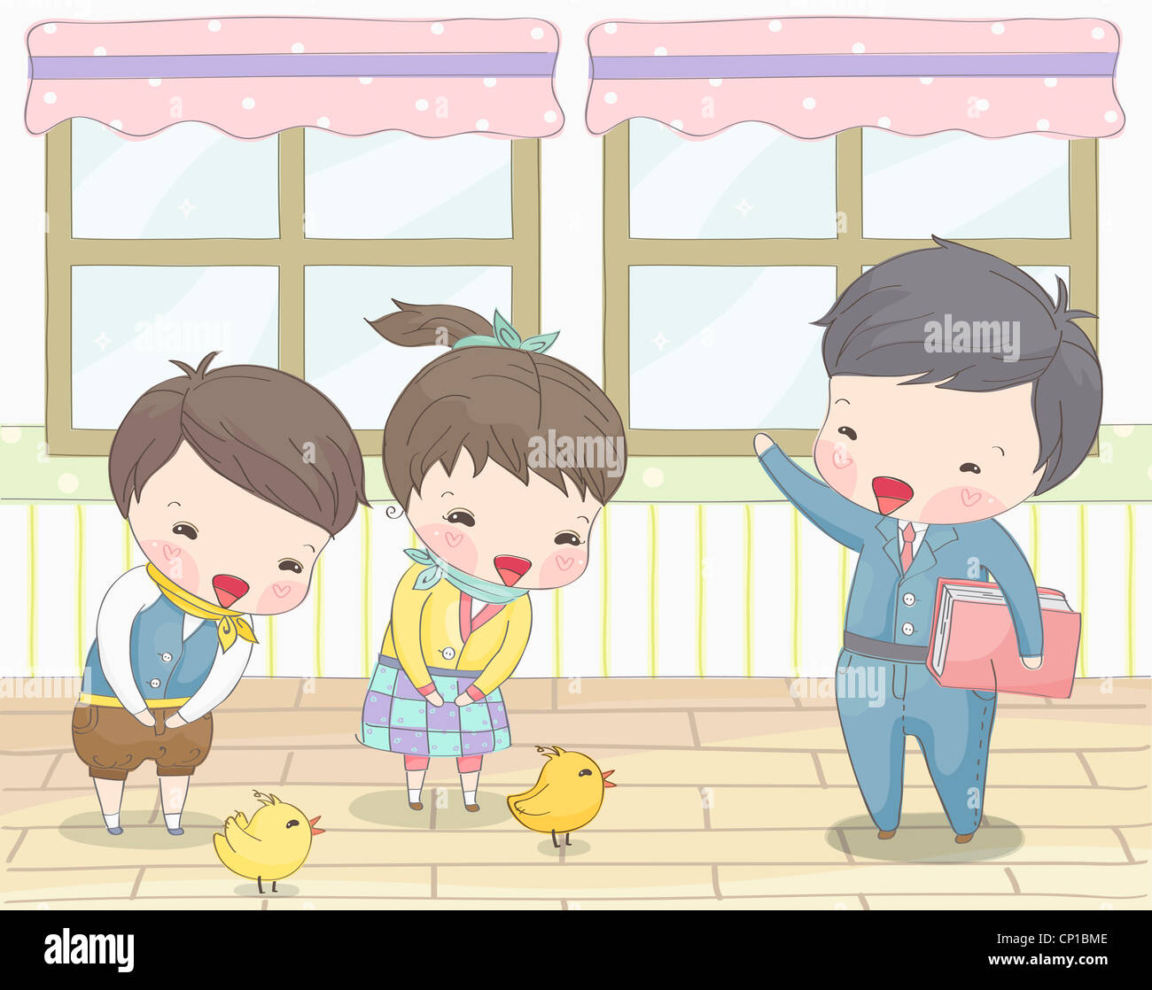 Student greeting to the teacher Stock Photo - Alamy