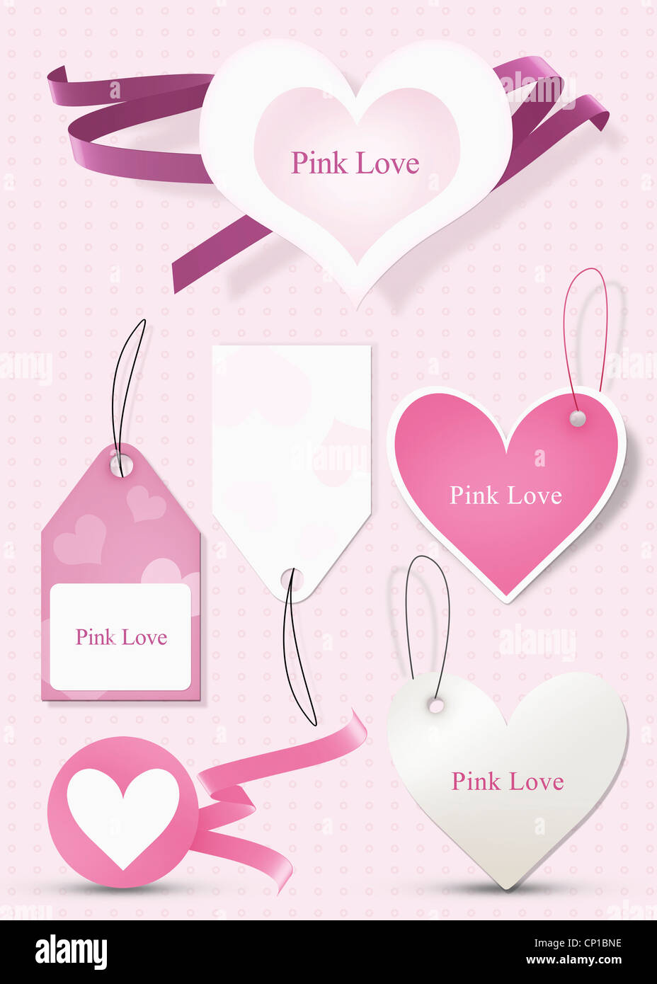 Pick colored 'pink love' tag Stock Photo - Alamy