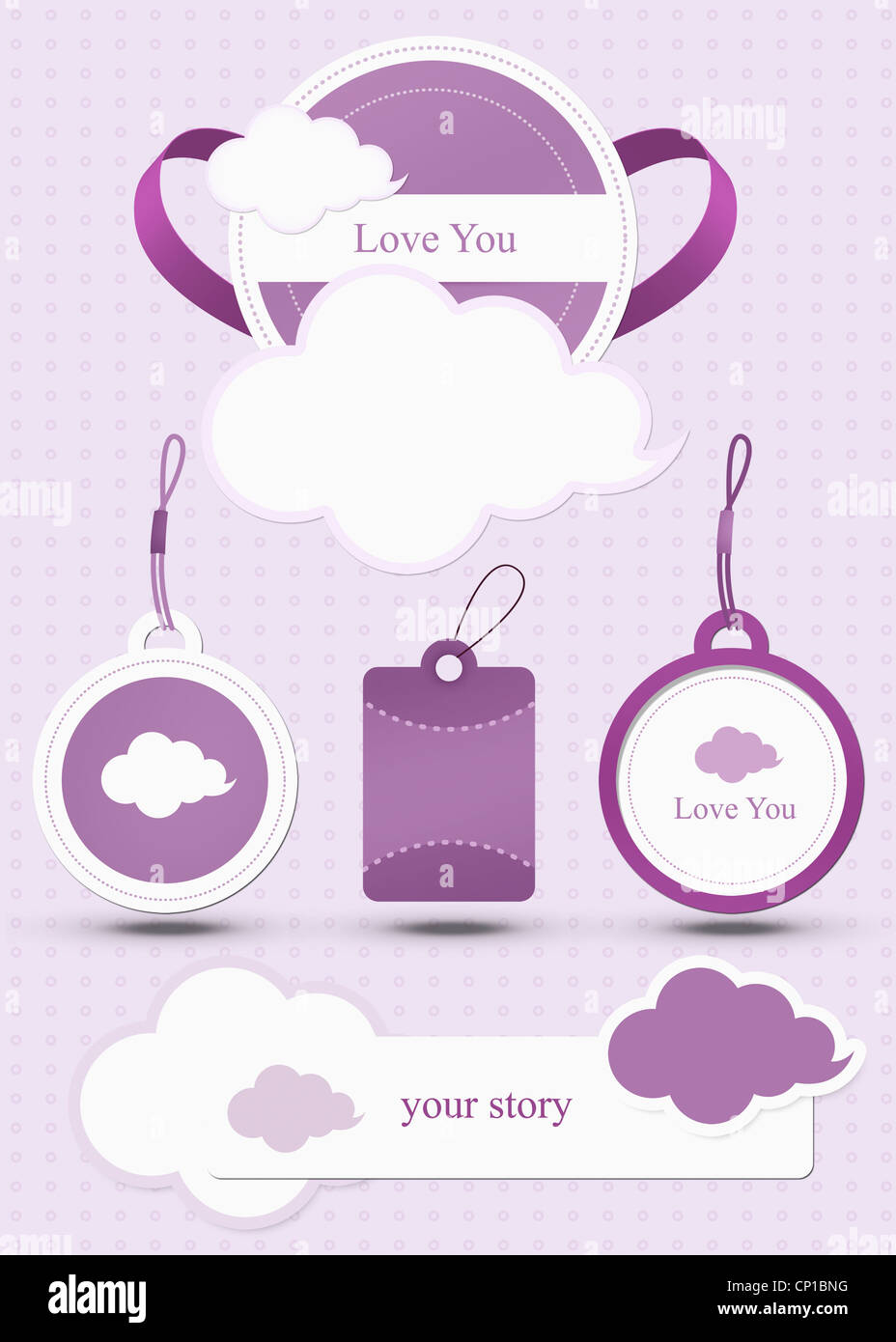 Purple cloud tag Stock Photo - Alamy