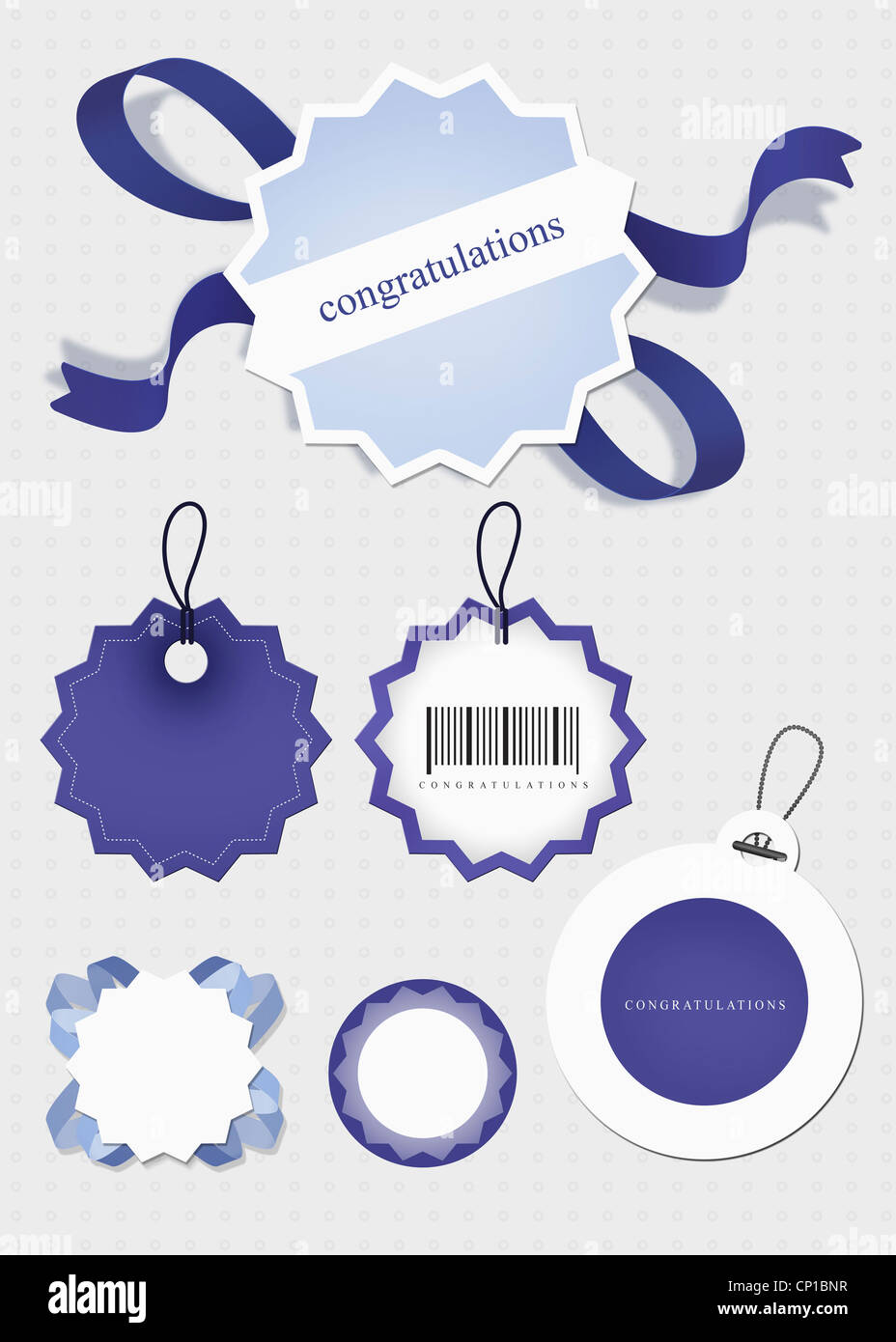 Blue congratulation tag Stock Photo - Alamy