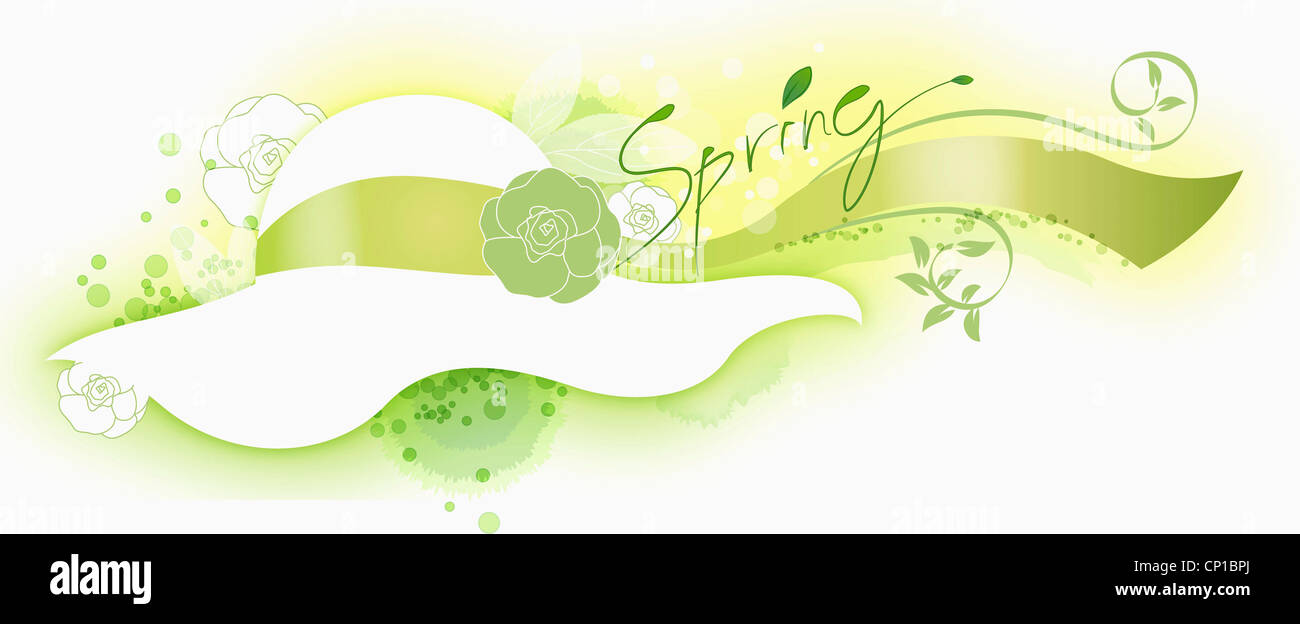 Green hat with 'Spring' Stock Photo - Alamy