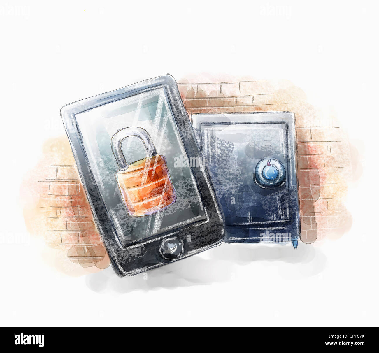 Smartphone and safe Stock Photo - Alamy