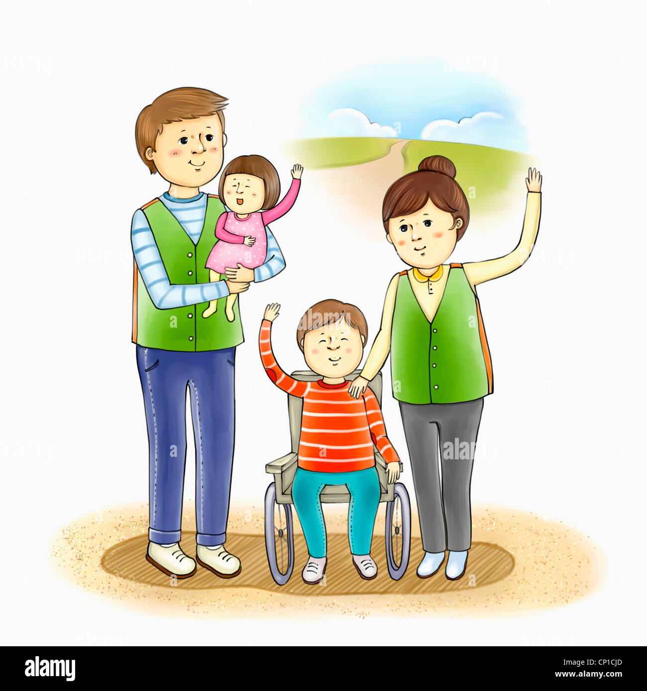 Volunteer helping for the disabled Stock Photo - Alamy