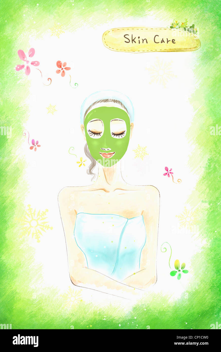 A lady having facial pack Stock Photo - Alamy