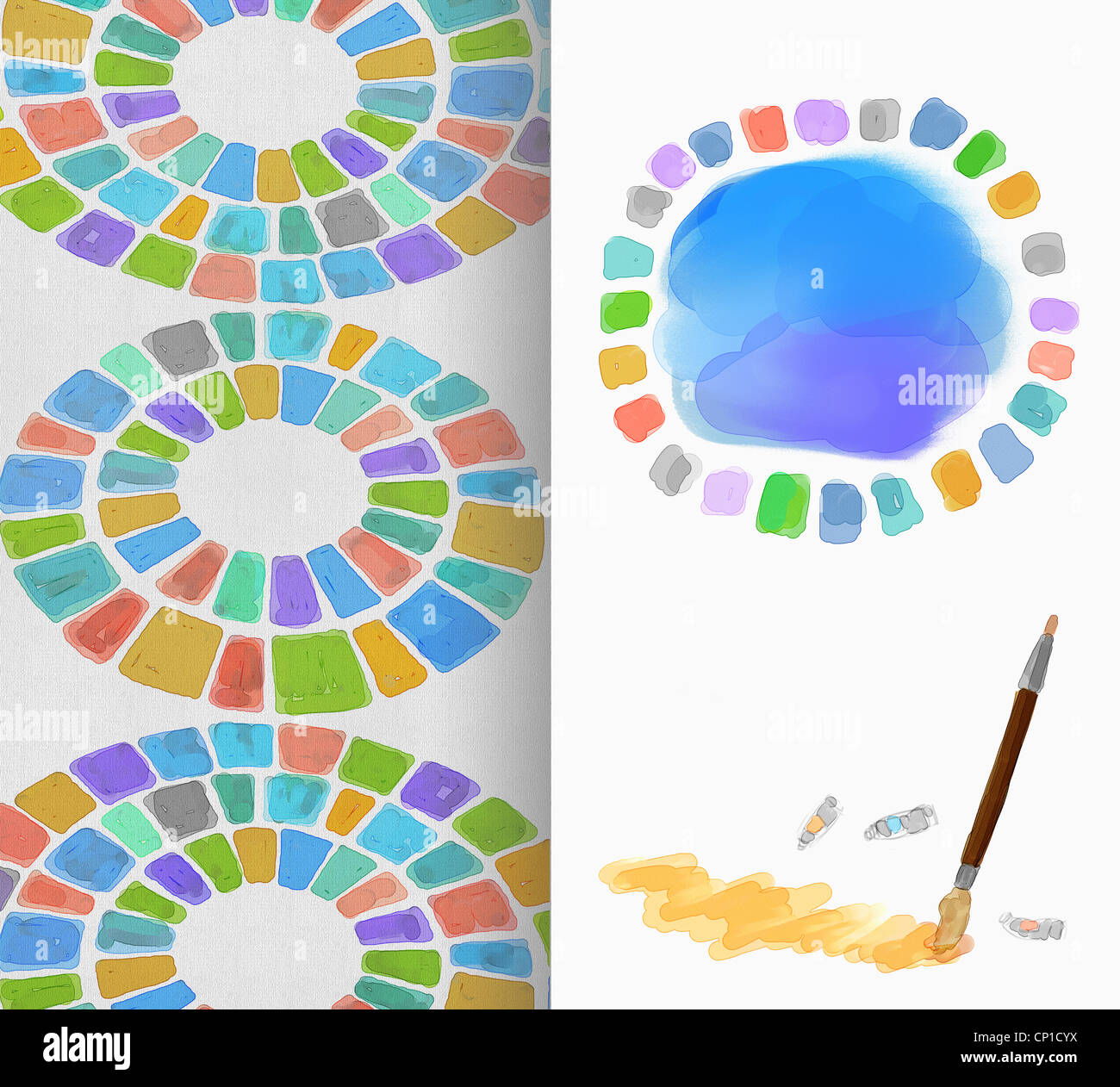 Colorful circle painting pattern Stock Photo - Alamy
