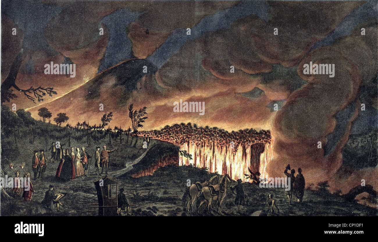 disasters, vulcano eruptions, Vesuv eruption, 18th century, traveller ...