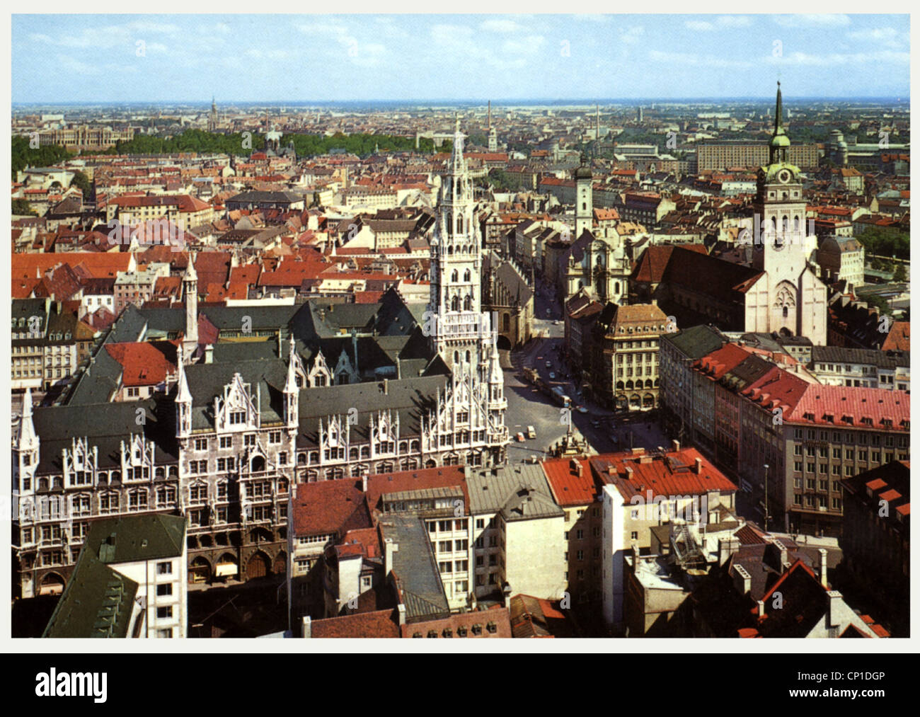 geography / travel, Germany, Munich, city view over townhall and Sankt ...