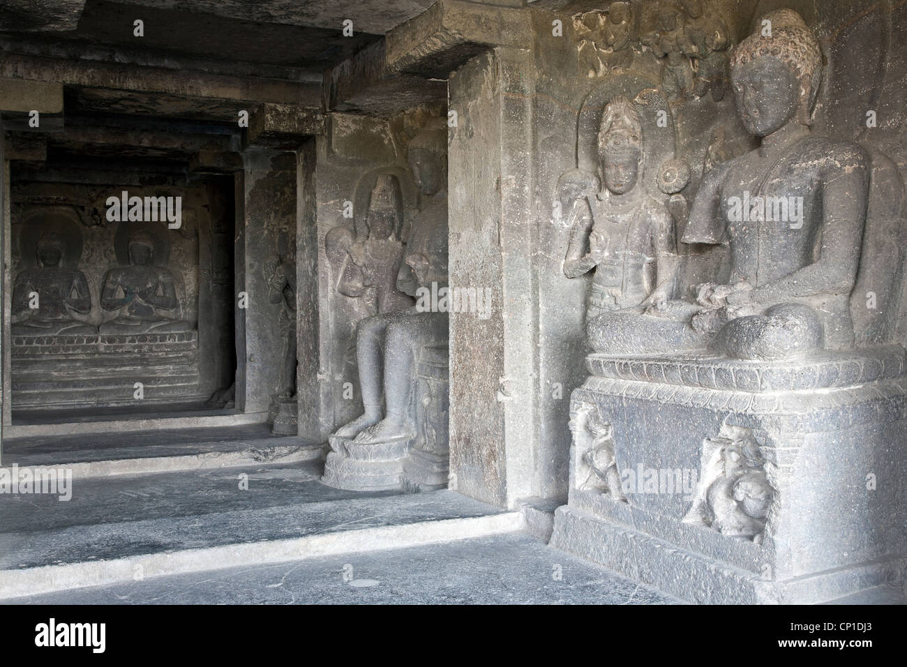 Buddha statues. Ellora Caves. Maharashtra. India Stock Photo - Alamy
