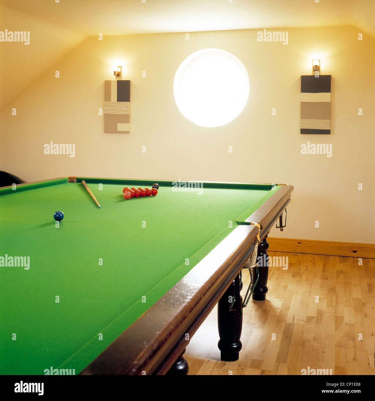 Snooker table in games room Stock Photo - Alamy