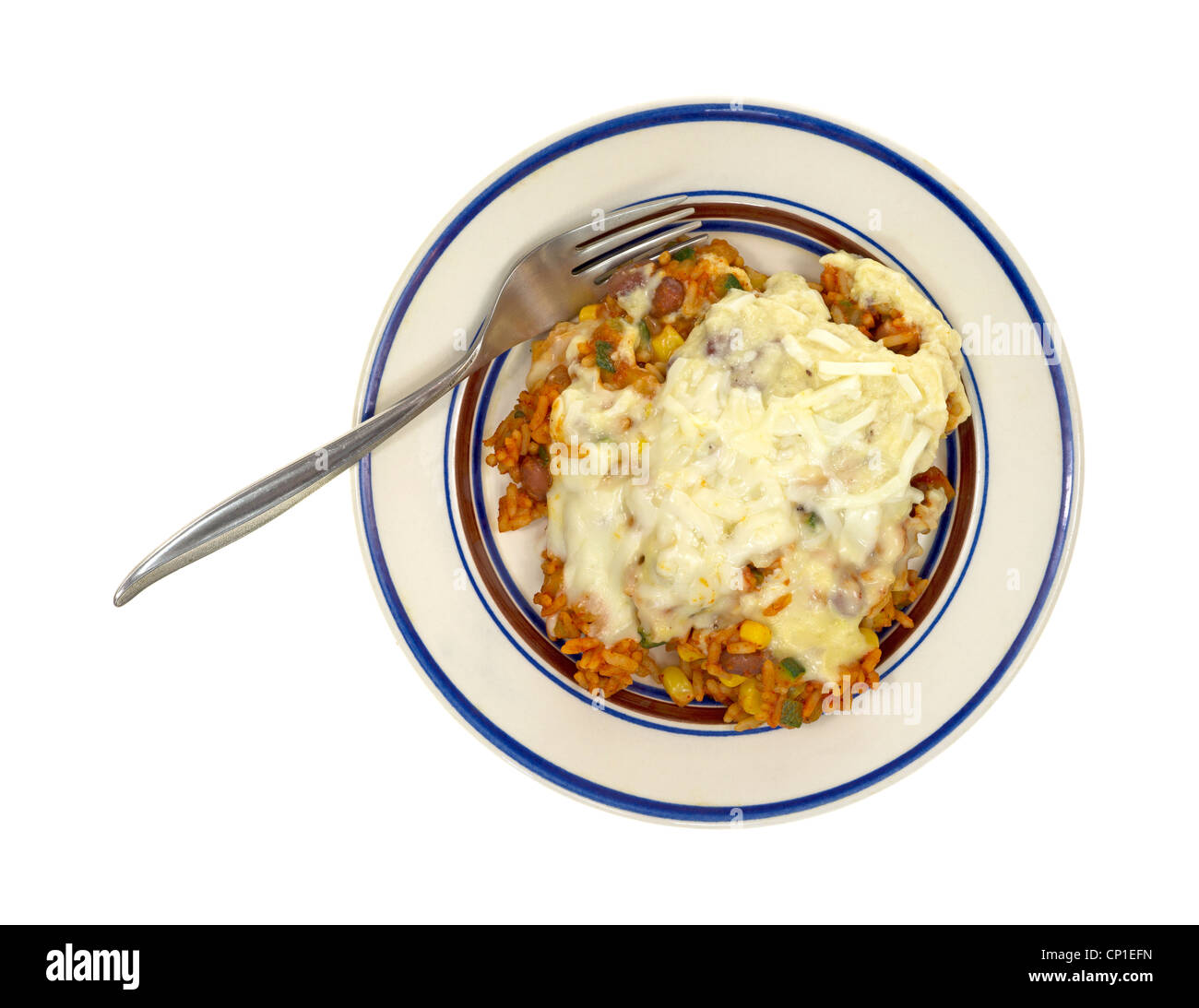 Rice beans and melted cheese dinner Stock Photo - Alamy