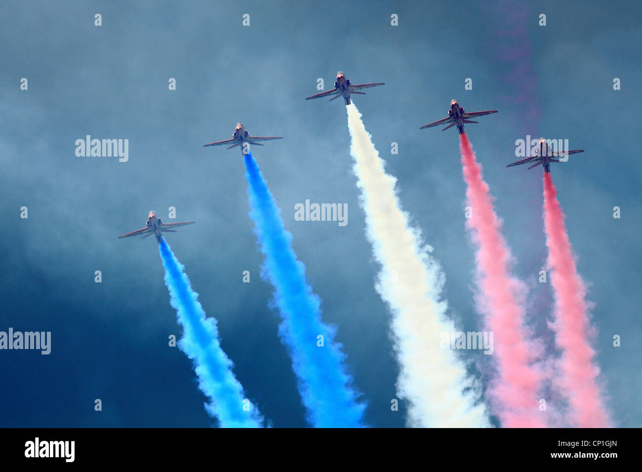 RAF Red arrows flying in formation over Glorious Goodwood Stock Photo ...