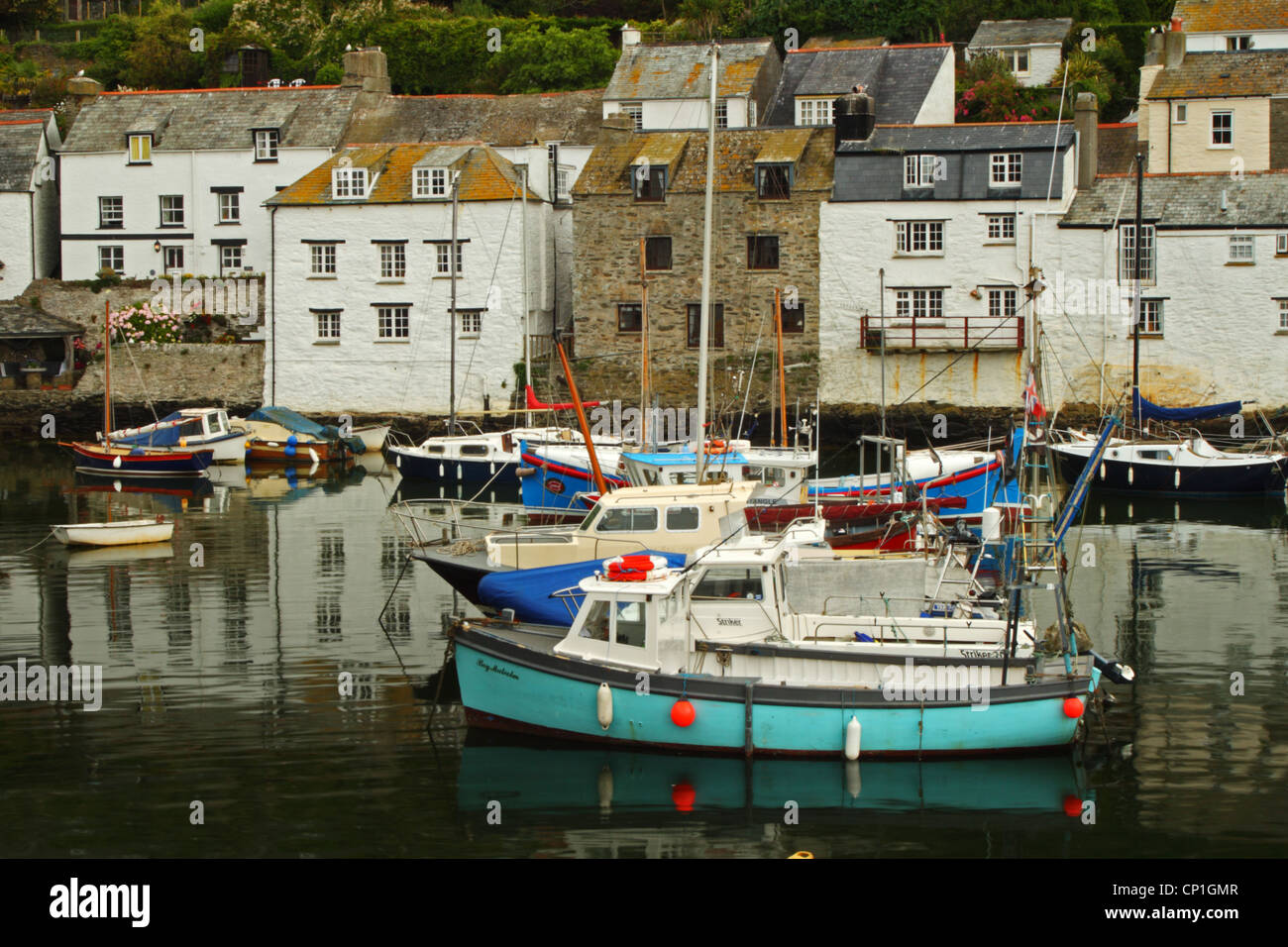 Boats in Polperro harbour, Cornwall, United Kingdom Stock Photo - Alamy