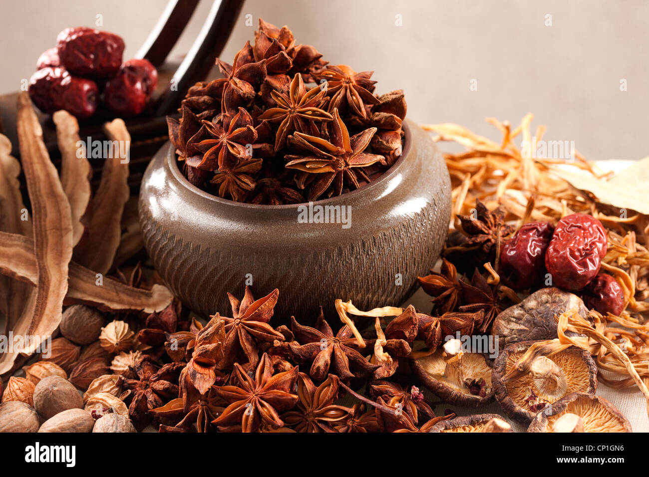 Close-up of different spices Stock Photo - Alamy
