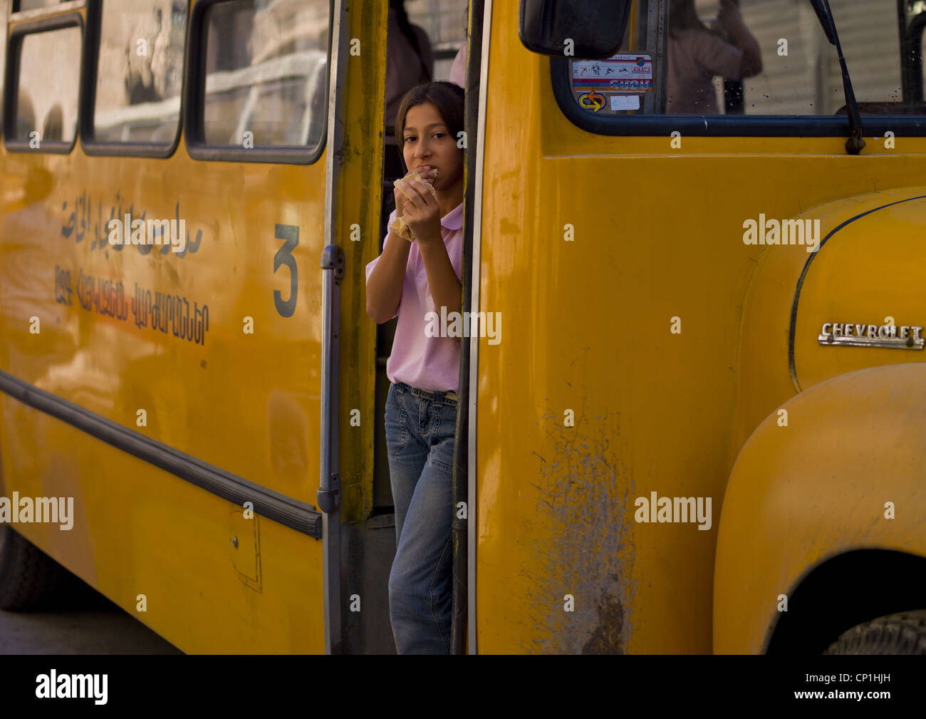 Girl In A School Bus, Aleppo, Syria Stock Photo - Alamy