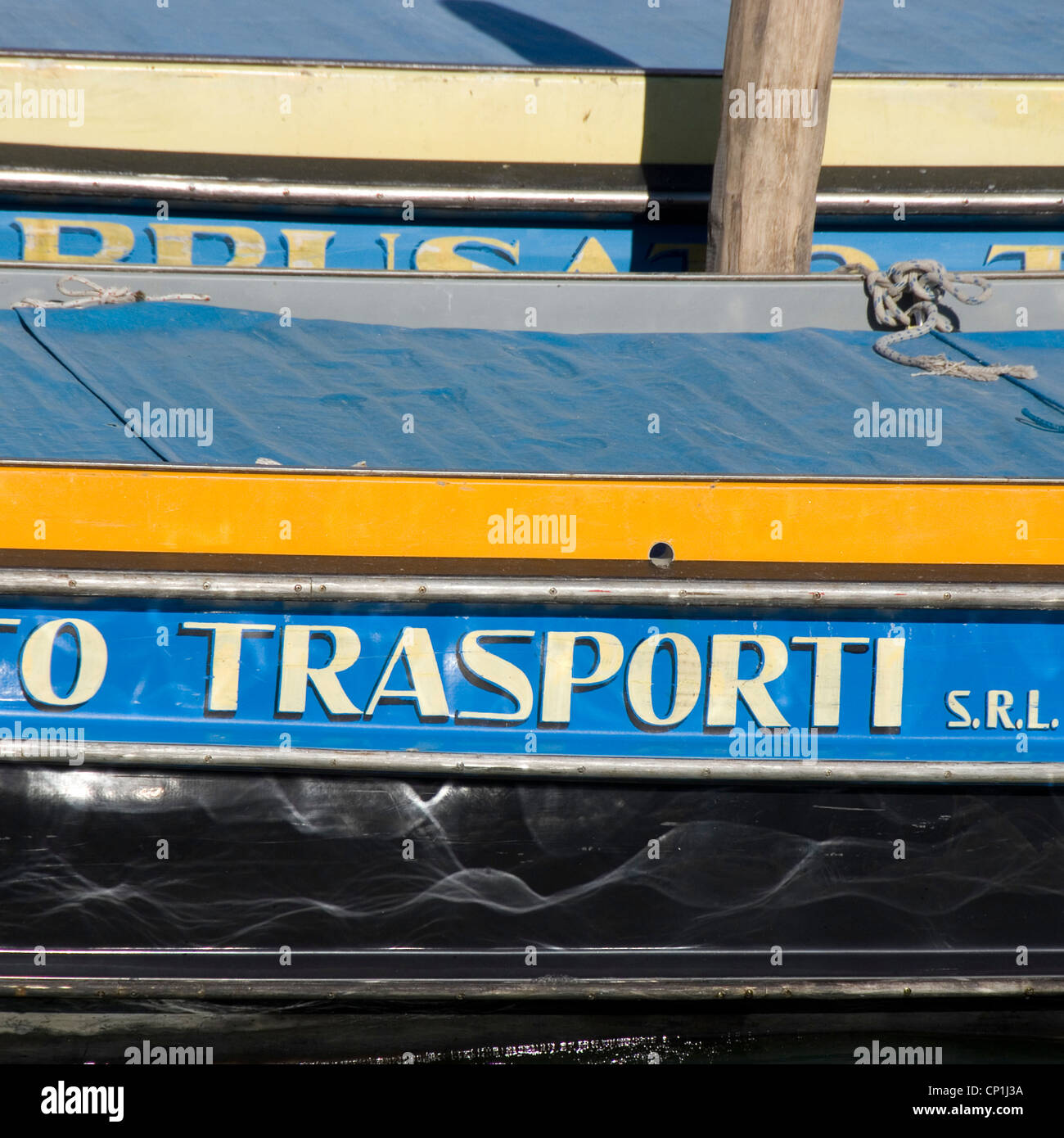 Lettering on Venice barge Stock Photo - Alamy