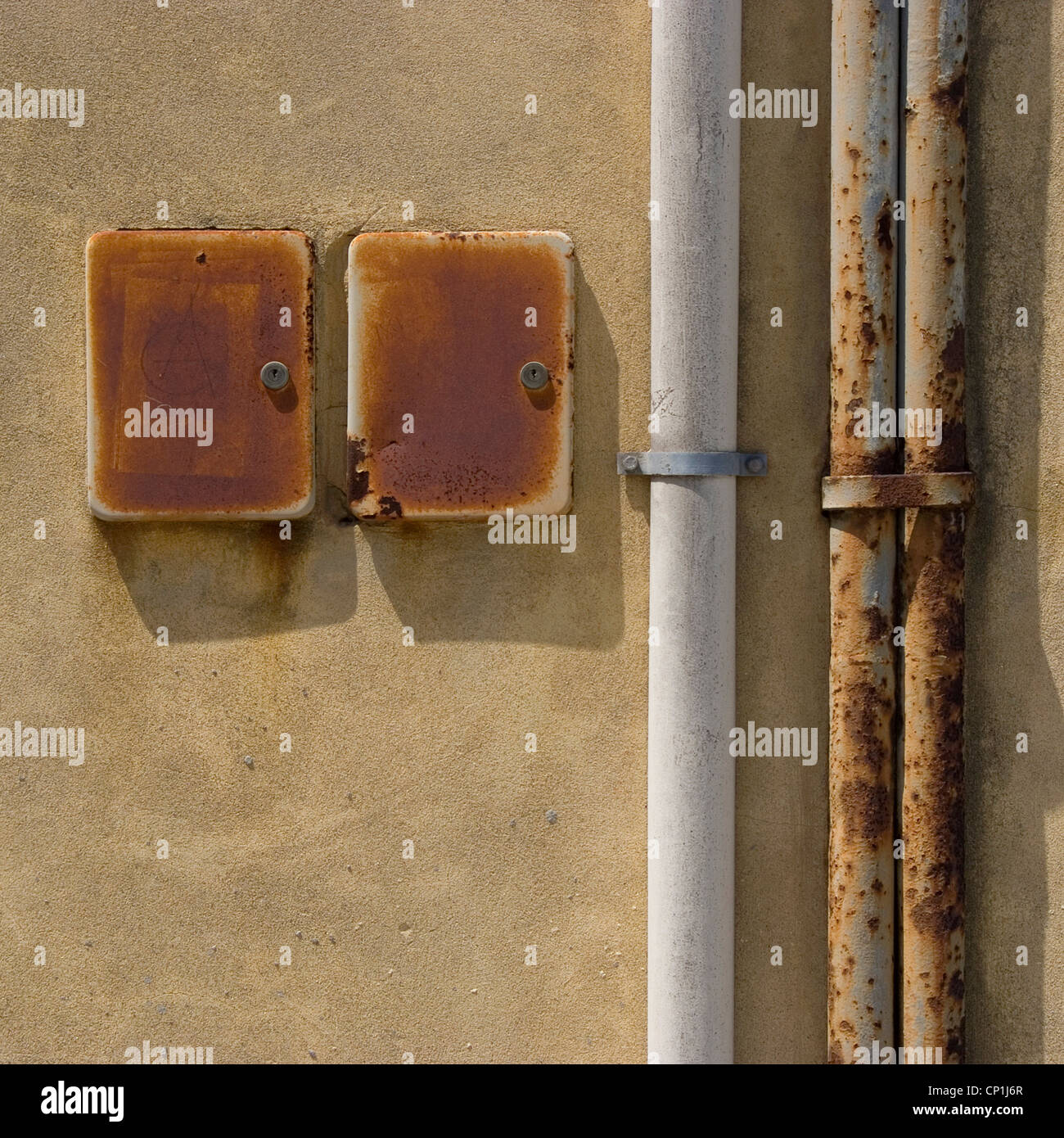 Meter boxes on Venice building exterior Stock Photo - Alamy