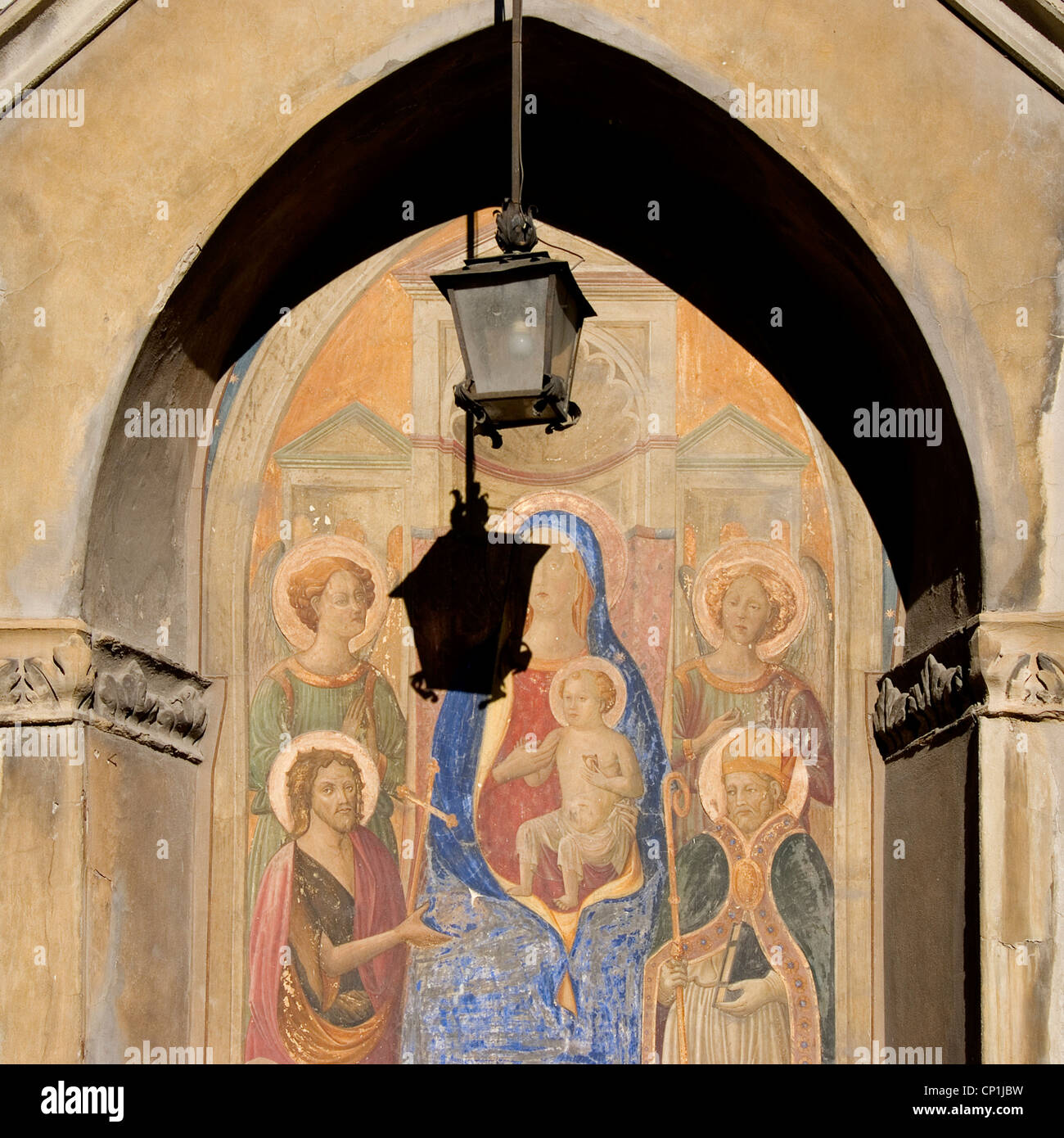 Religious fresco view through archway, Florence, Italy Stock Photo - Alamy